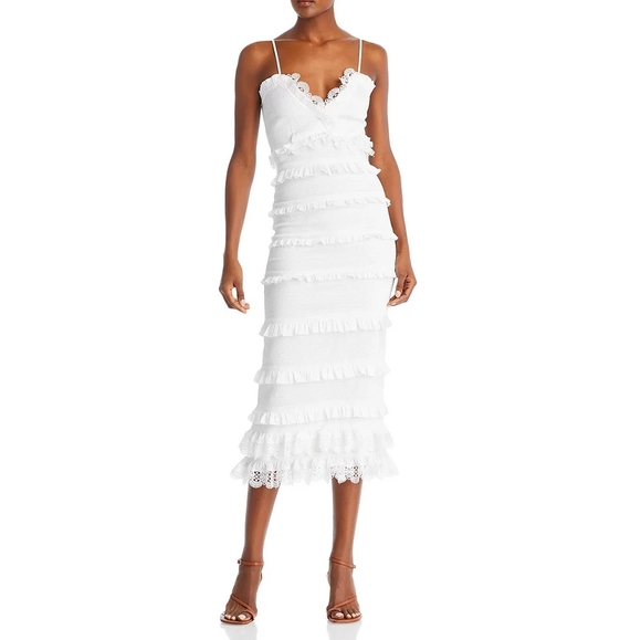 V. Chapman | Dresses | V Chapman White Ruffled Tiered Midi Dress | Poshmark